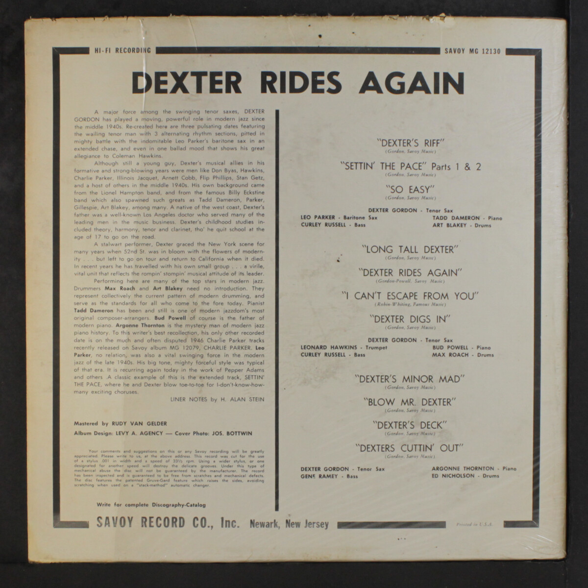 DEXTER GORDON: dexter rides again SAVOY 12" LP 33 RPM | eBay