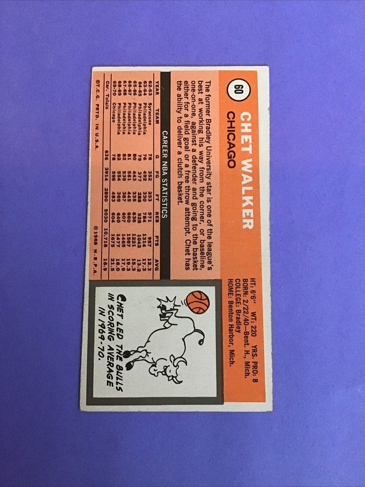 1970-71 Topps #60 CHET WALKER, VG-EX (INK MARK) | eBay