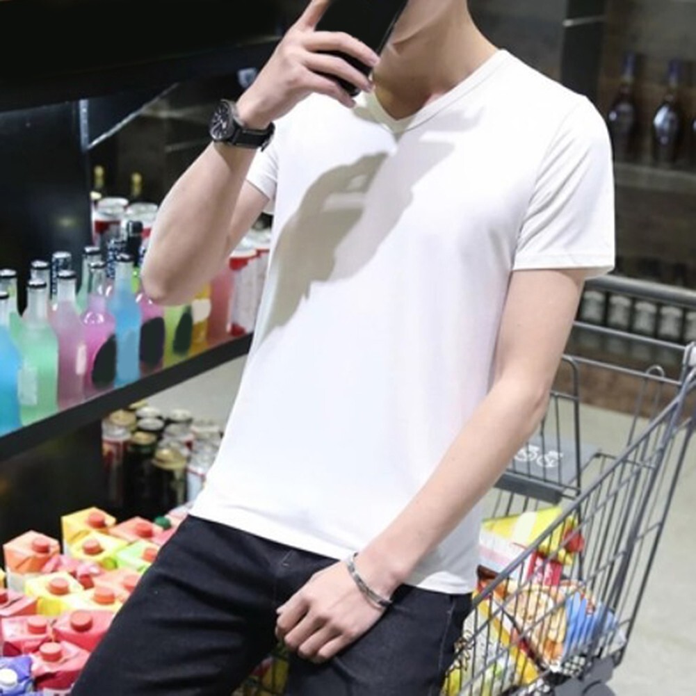 Men Basic Casual Short Sleeve T Shirts White Color Basic Casual Tee ...