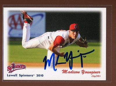 2010 Lowell Spinners MADISON YOUNGINER Signed Card autograph auto RED ...