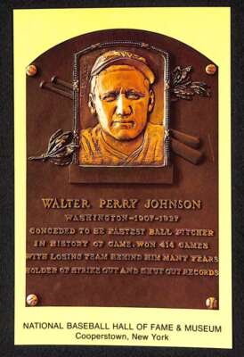 1964-Date Hall of Fame Plaque Walter Johnson HOF Cooperstown NM Yellow ...