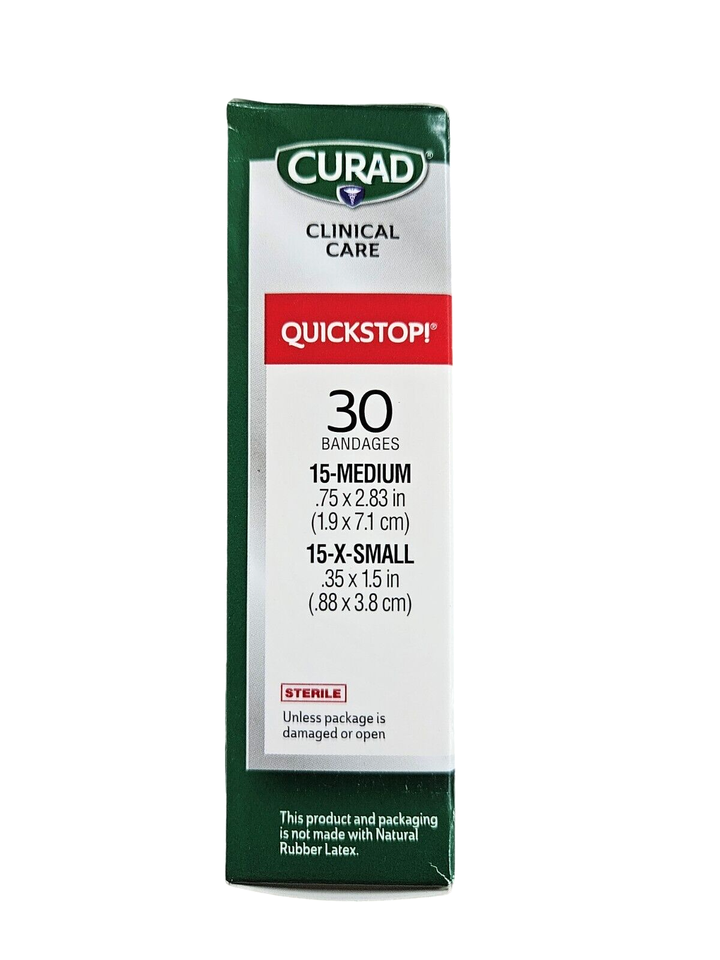 CURAD Quick Stop! BANDAGES for Bleeding Control Assorted Fabric 30ct ...