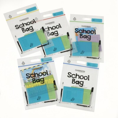 School Book Bags BDS A4 Clear Maxigrip Resealable School Homework Bags ...
