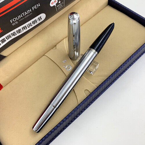 WS 601 Metal Steel Fountain Pen F 0.5/EF 0.38 14K Gold Nib Piston Ink ...