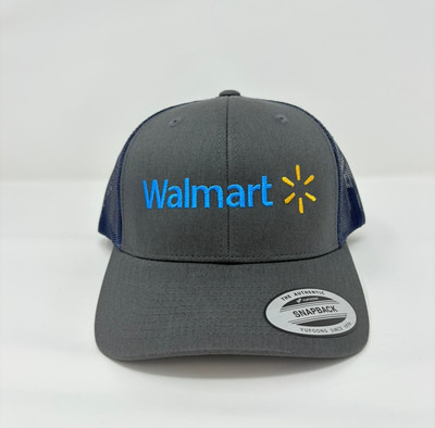 Walmart Logo Gray Dark Grey Blue Trucker Hat Cap Adult Size | eBay