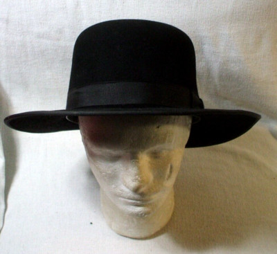 AUTHENTIC AMISH BLACK PEERLESS HAT SZ 7 1/8 ? DYNA FELT HALLOWEEN ...