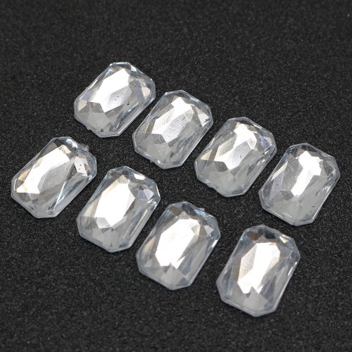 100 Clear Acrylic Flatback Beveled Rectangle Rhinestone Gems 10X14mm No Hole | eBay