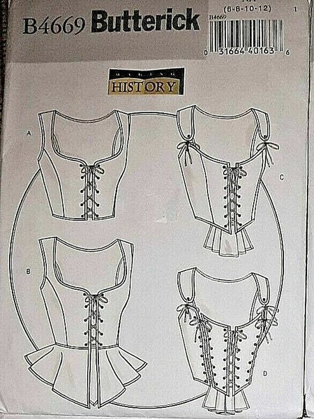 Lined Laced Corset Pattern Butterick Making History 4669 B4669 6-12 ...