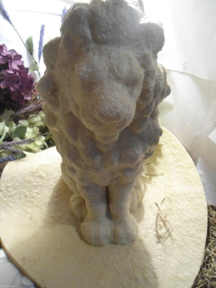 Latex lion concrete mold plaster garden statue mould APX 15"H x 8.5" x ...