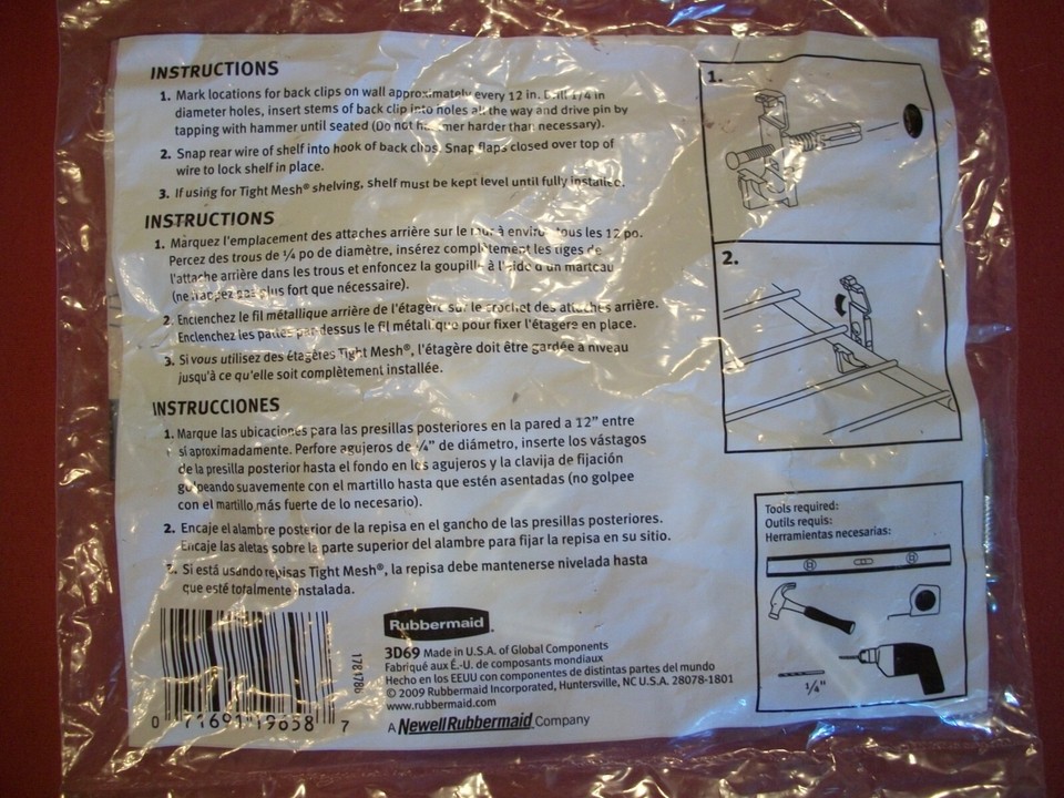 Rubbermaid Fast Set Back Clips #3D69, 6 pac., NIB | eBay