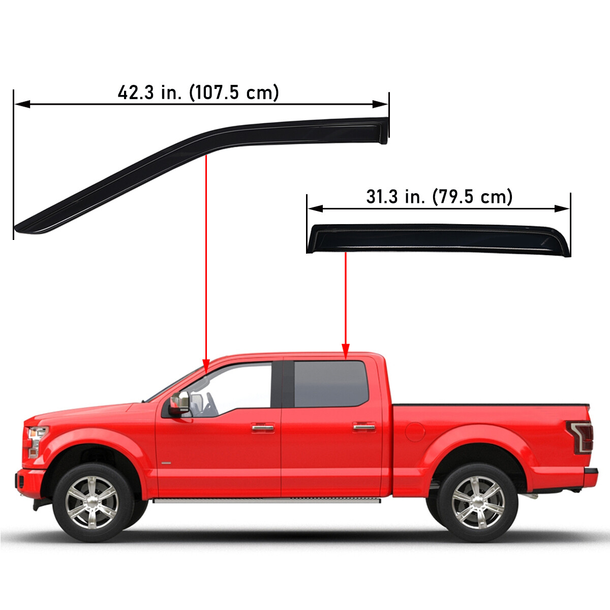 For 2015-2025 Ford F-150 F150 SuperCrew Cab Rain Guards Window Visors ...