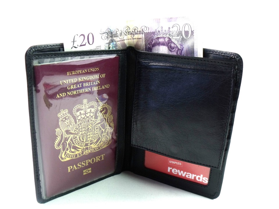SUPERB QUALITY REAL LEATHER TRAVEL DOCUMENT PASSPORT CREDIT CARD HOLDER ...