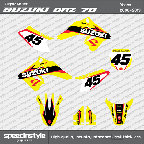 Graphics Decal Kit For Suzuki DRZ70 (2008-2019) DRZ 70 Team red yellow ...