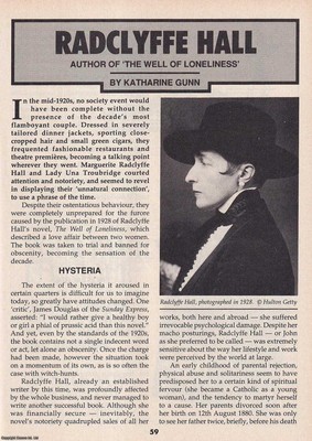 RADCLYFFE HALL. AUTHOR OF THE WELL OF LONELINESS. THIS IS AN ORIGINAL ...