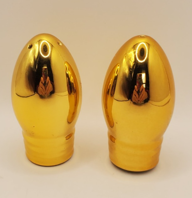 Vintage Gold Ceramic Christmas Light Bulb Shaped Salt and Pepper ...
