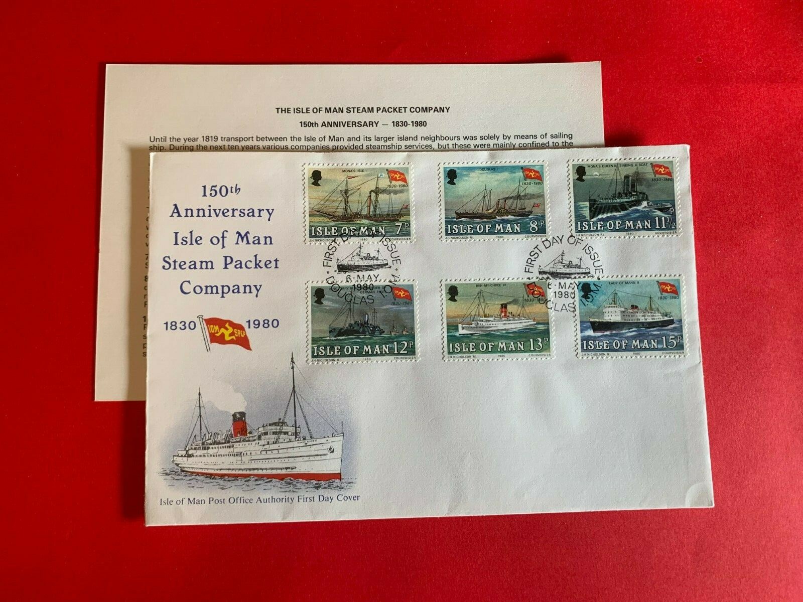 ISLE OF MAN IOM 1980 FDC SHIPS STEAM PACKET COMPANY + INSERT | eBay