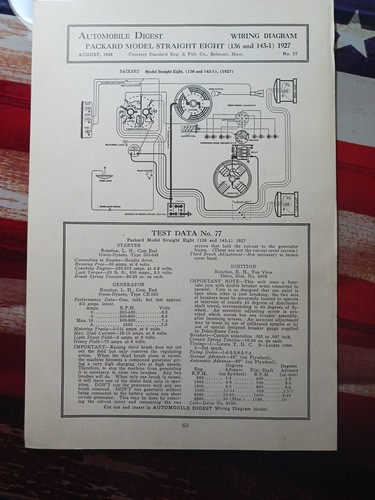 1928 Print Ad Wiring Diagram For 1927 Packard Strait 8 Model 136 & 143 ...