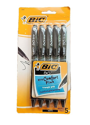 BIC Xtra Comfort Triangle Grip Ballpoint Pen Medium Point Black 5 Count ...