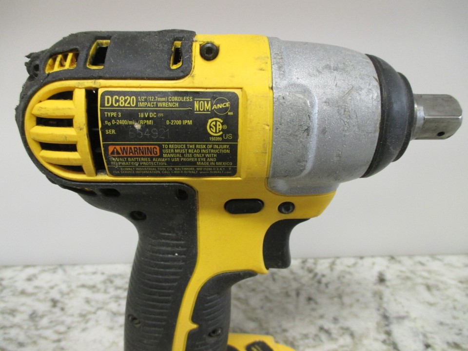 DeWALT 18V Volt DC820 (DC822) 1/2" Cordless IMPACT WRENCH *** Tested ...