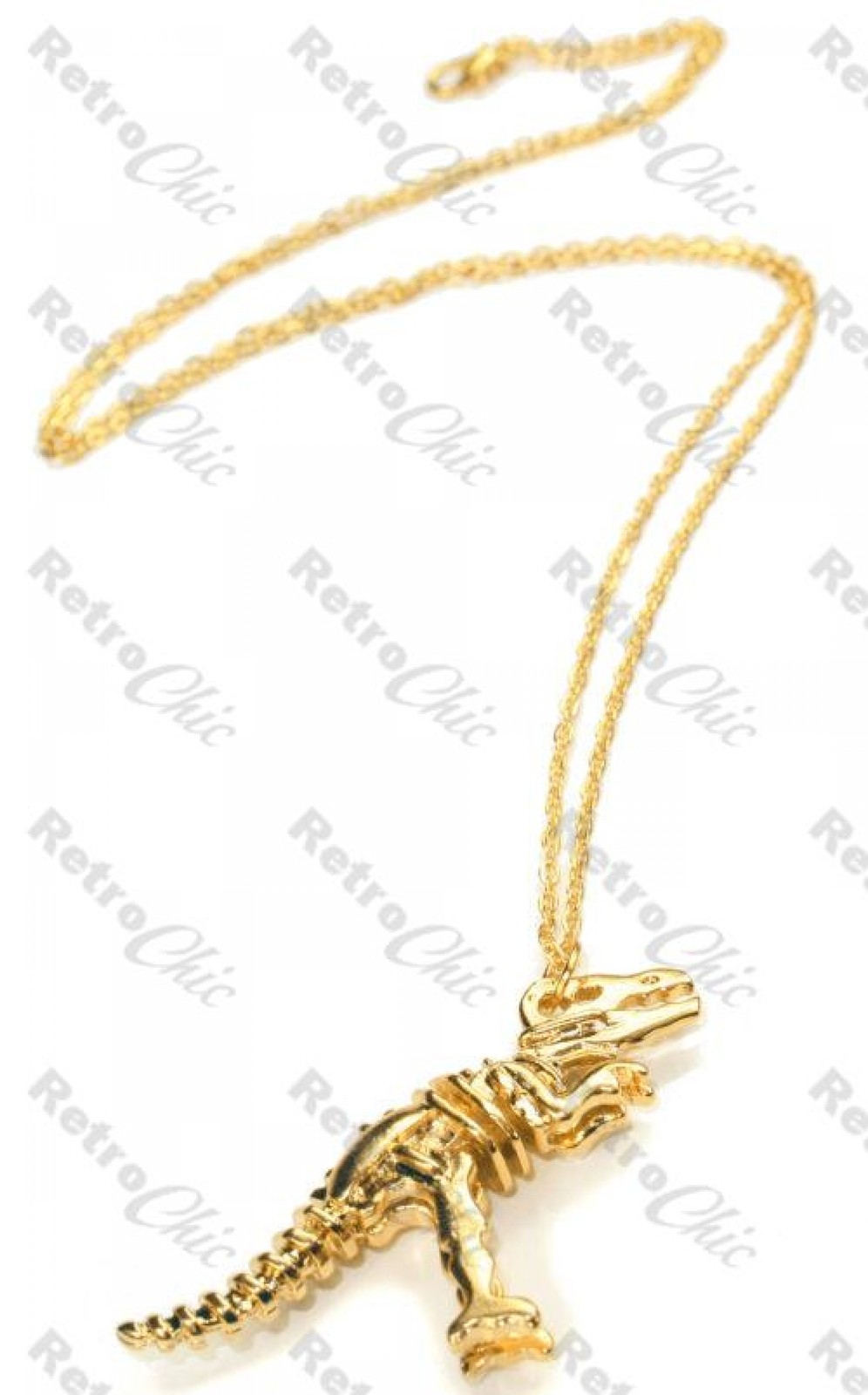 T REX skeleton DINOSAUR LONG NECKLACE pendant CHAIN big tyrannosaurus ...