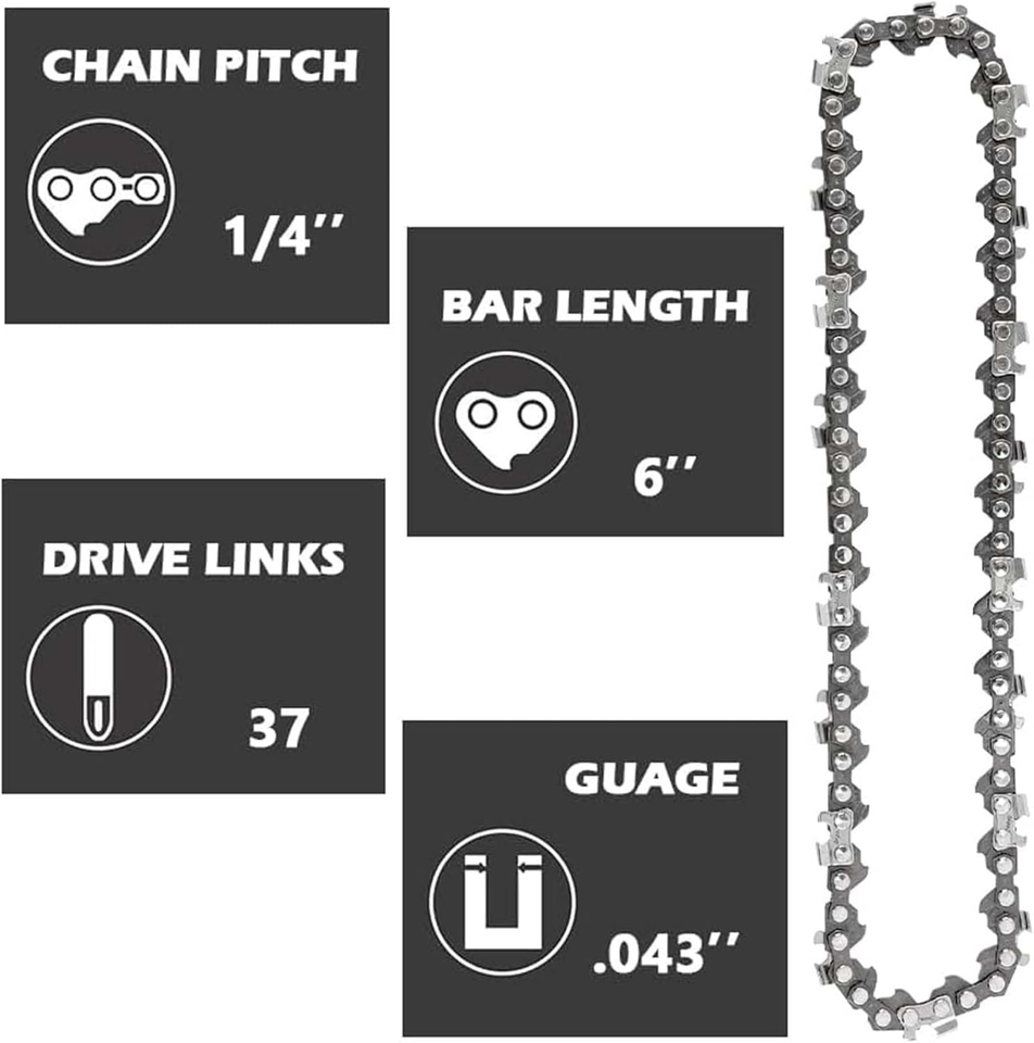 6 Inch Chainsaw Chain, 5 Pieces Replacement Chains for All 6-Inch ...