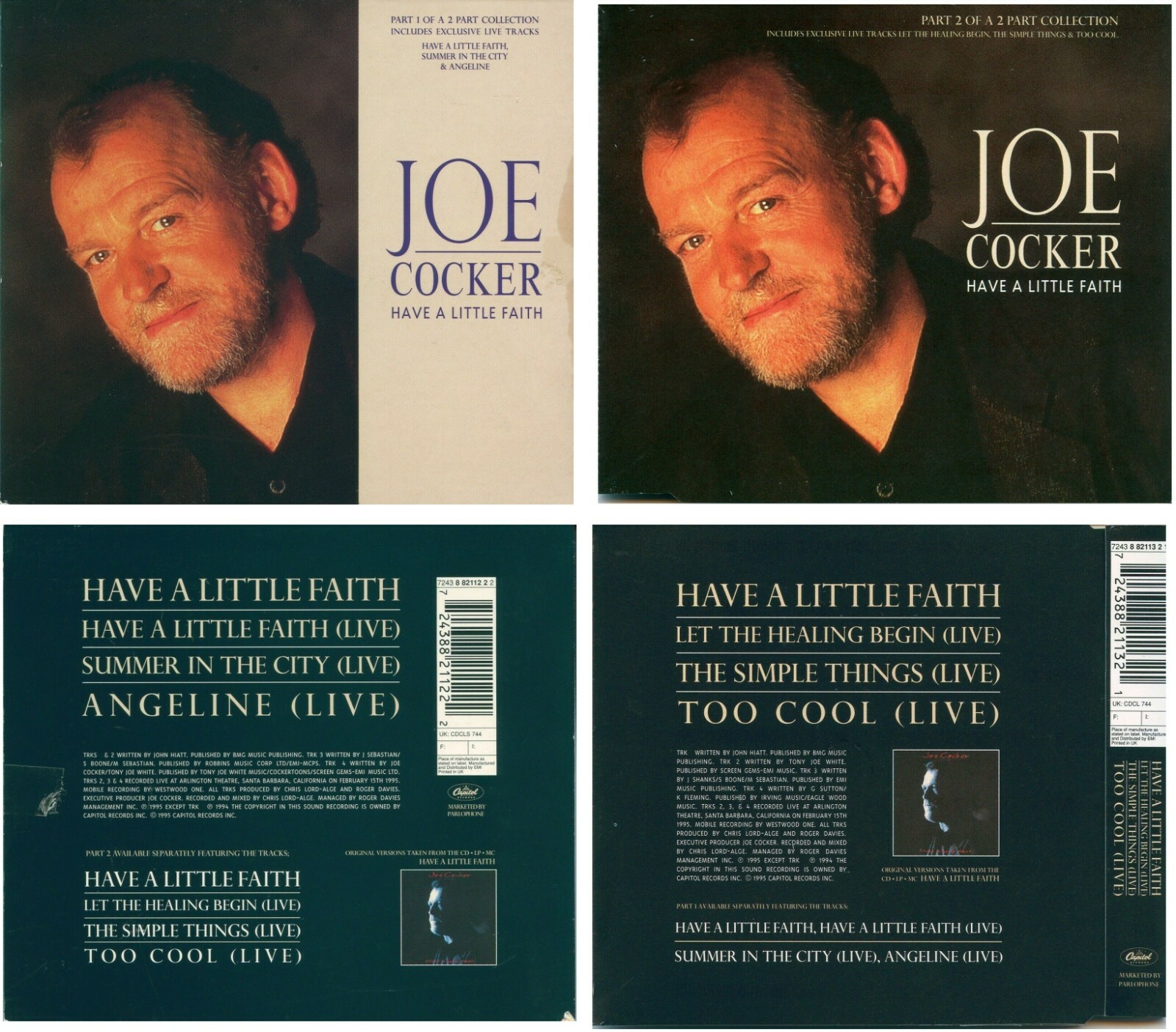 Joe Cocker - Have A Little Faith 2 CD Singles - Both Part 1 & 2 of a 2 ...