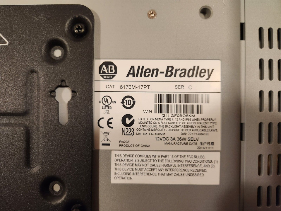 Allen Bradley 6176M-17PT 17", Panel Mount, Industrial Touchscreen ...
