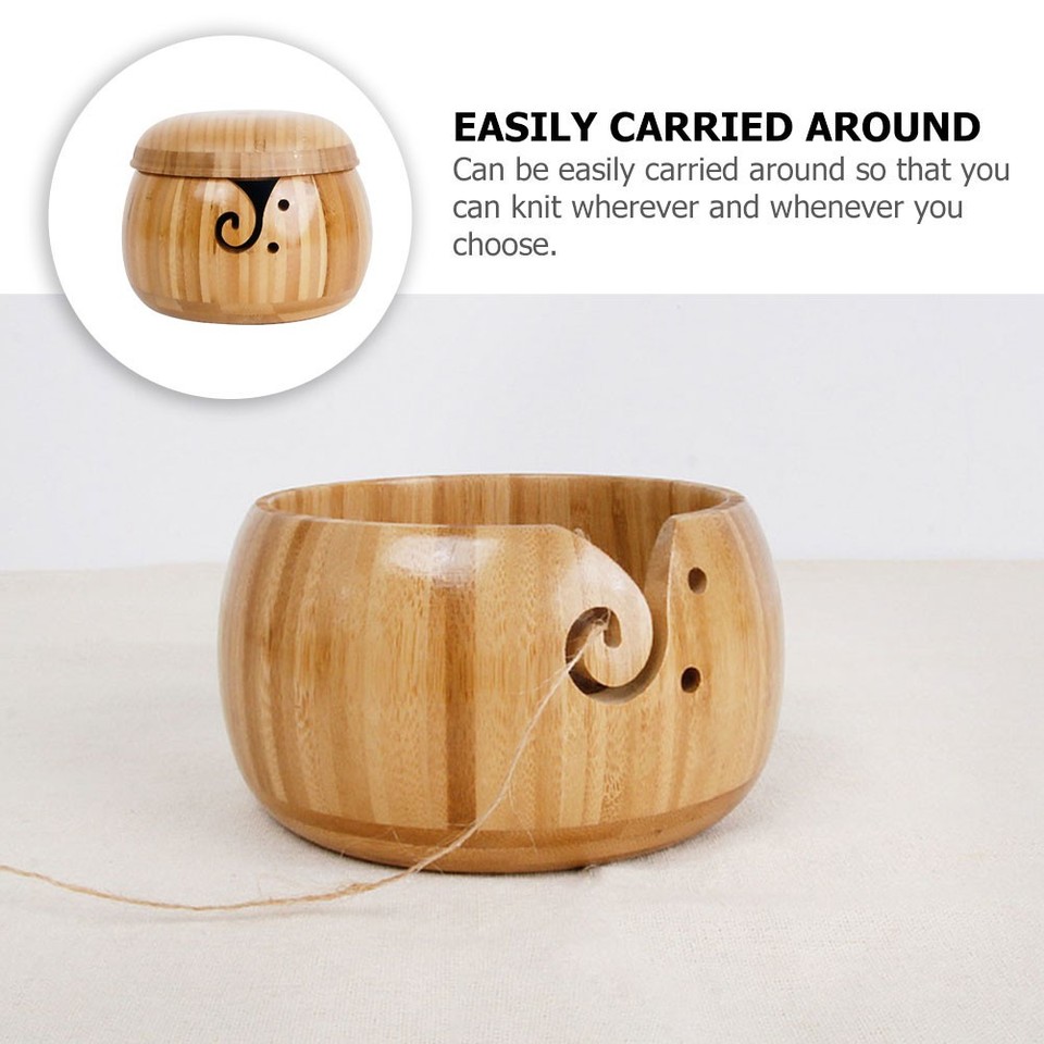 Yarn Storage Bowl Bamboo Crochet Wool Organizer Wool Storage Bowl with ...