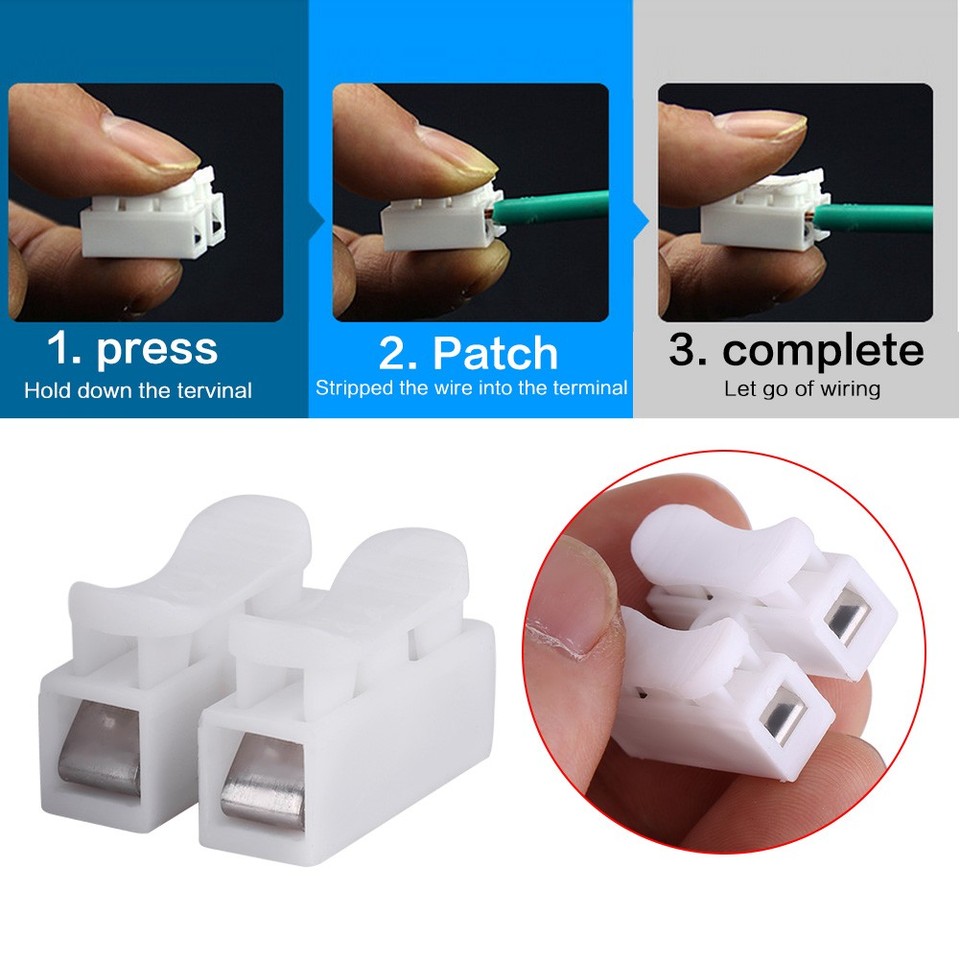 50pcs/lot Push Type Wire Connector 2P Butt Joint Terminal Blocks For ...