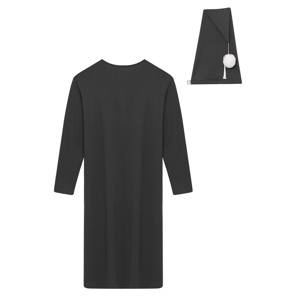 US Men's Long Sleeve Nightshirt Solid Color Henley Sleep Shirt with ...