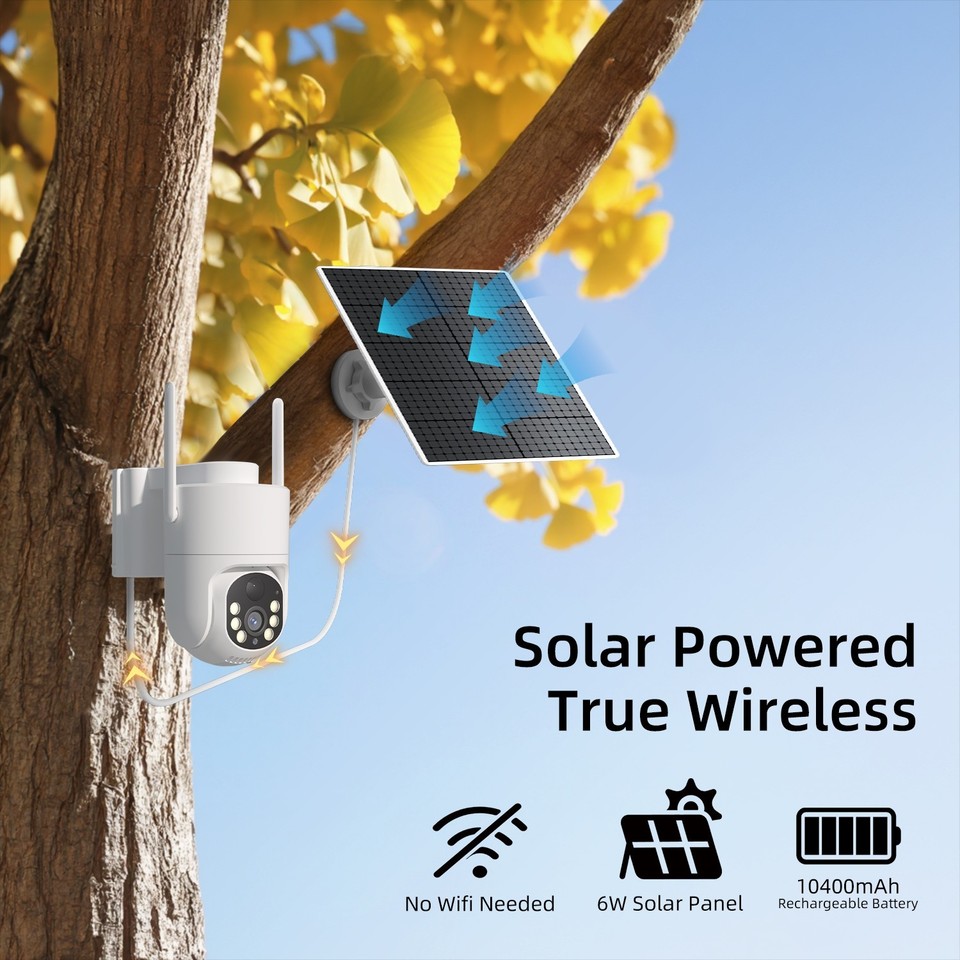 4G LTE Cellular Solar Security Camera Wireless Outdoor Built-in SIM ...