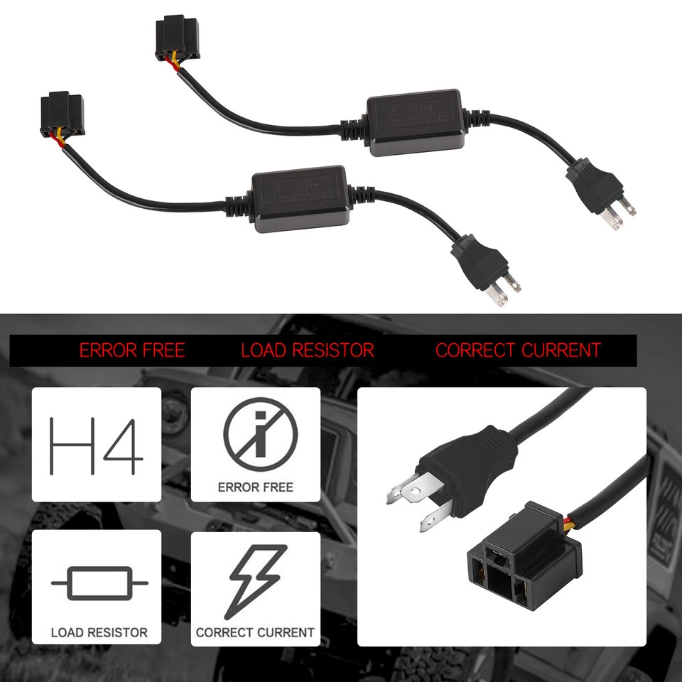 2pcs H4 9003 LED Headlight Canbus Load Resistor Decoder Error Free Anti ...