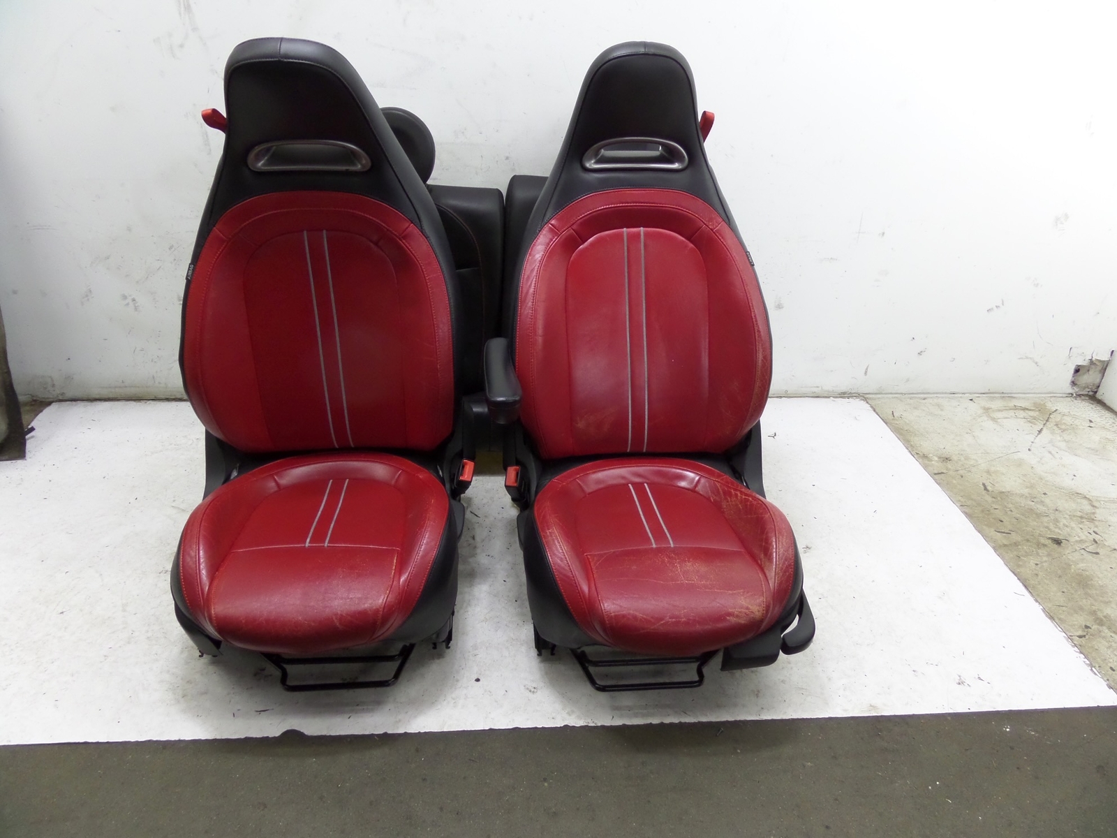 12-18 Fiat 500 Abarth Seats Red Black Leather 2 Door Hatchback 312 OEM ...