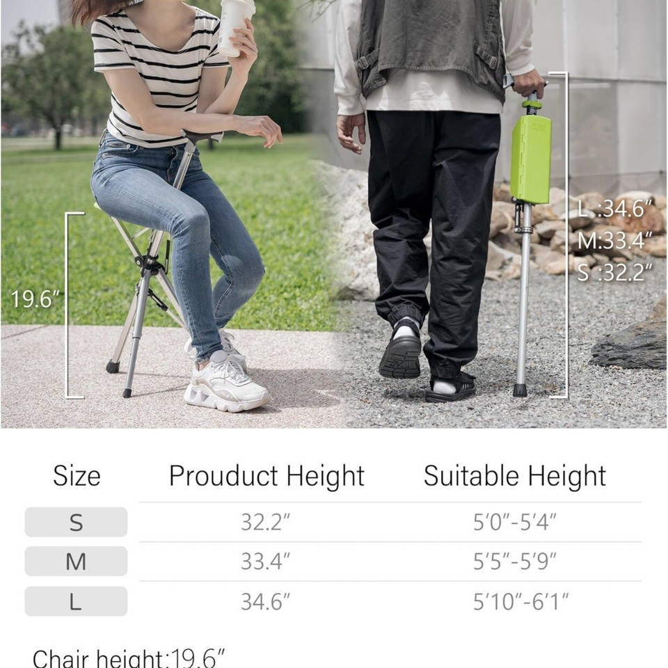 STEP2GOLD Ta-Da Chair, Portable Trekking Hiking Pole - 33.4" Red | eBay