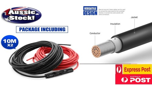 2x 10m Extension Cable Wire Connectors Solar Panel to regulator Cable ...