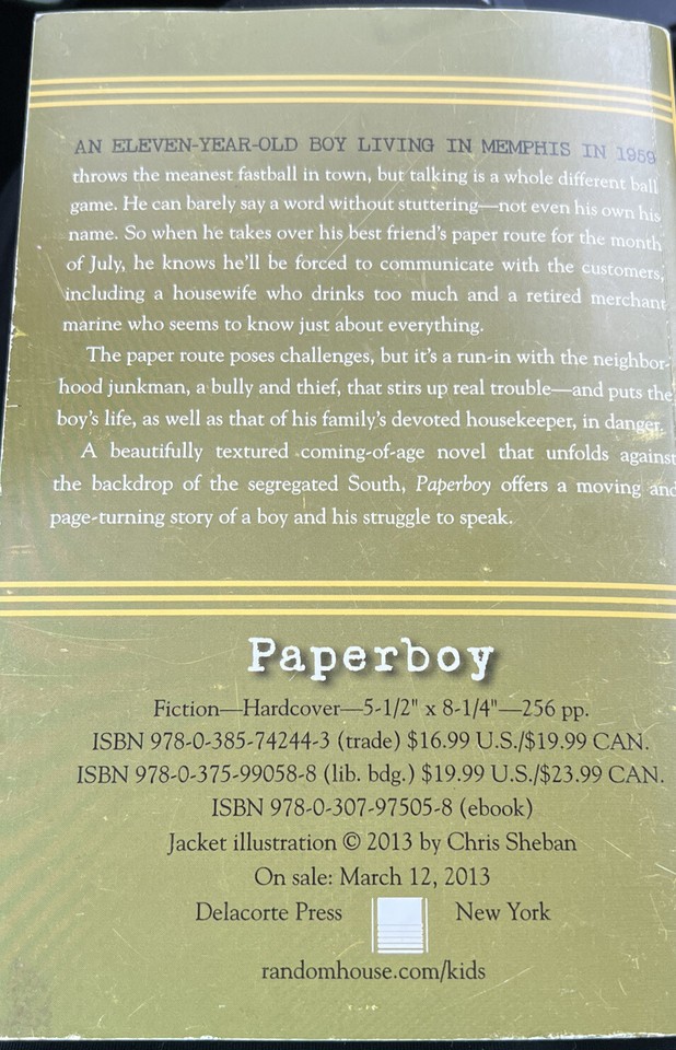 Paperboy: By Vince Vawter RARE ADVANCE READERS COPY. Collectors Item ...