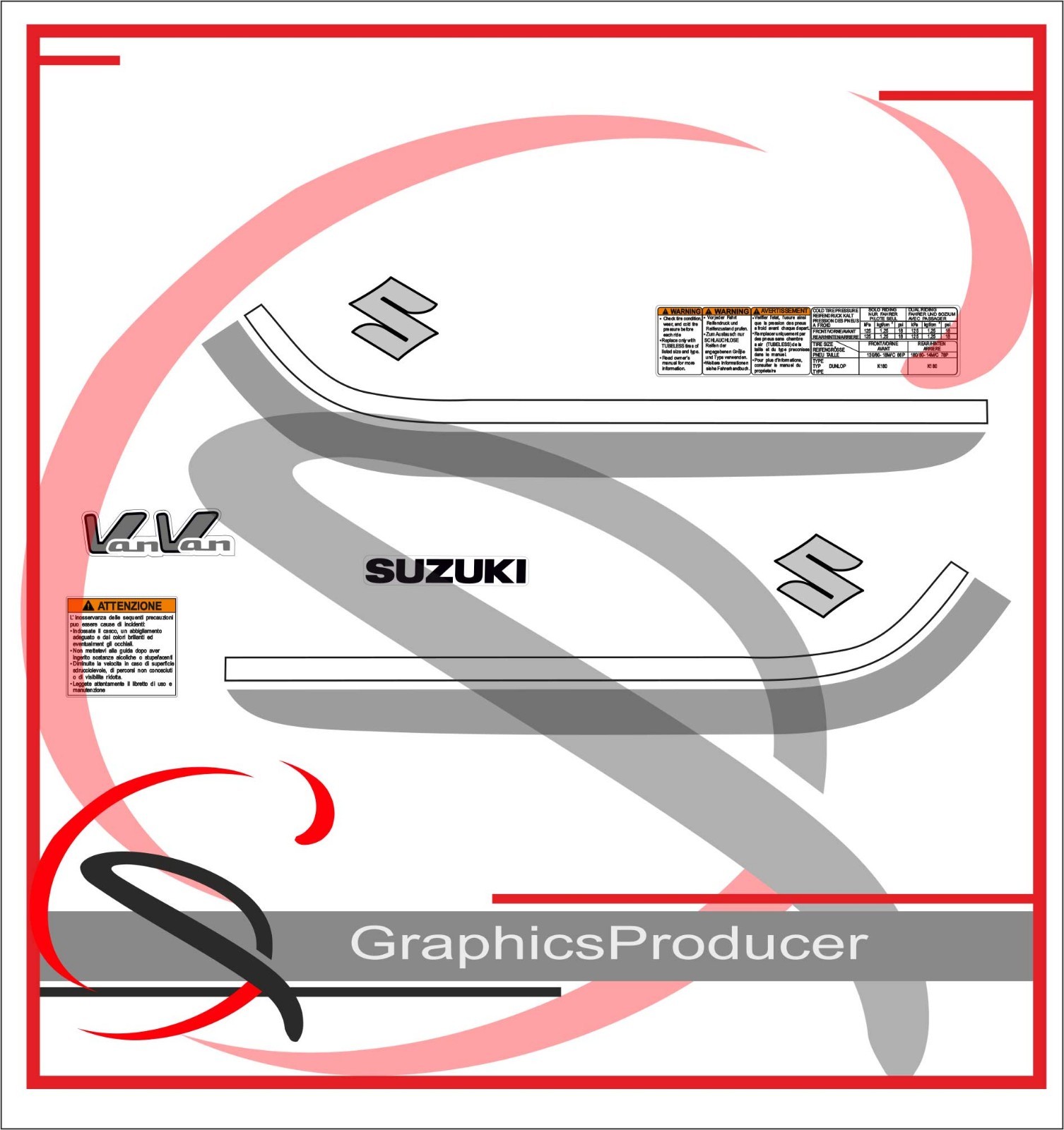 Suzuki Van Van 125 Decals Stickers RV, RV125 RV 125 VanVan Full Set ...