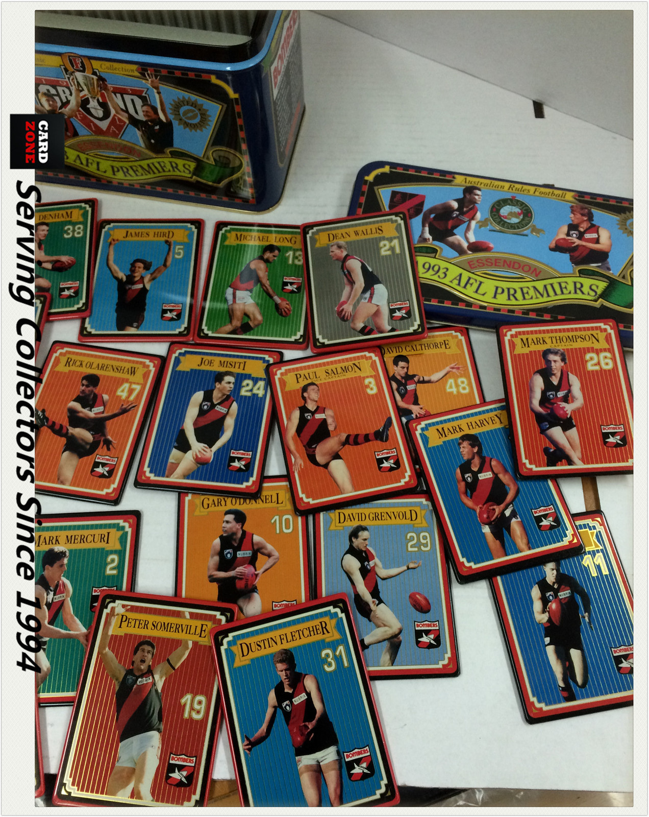 Essendon 1993 AFL Premiership Commemorative Metal Card Tin Set ( 21 ...