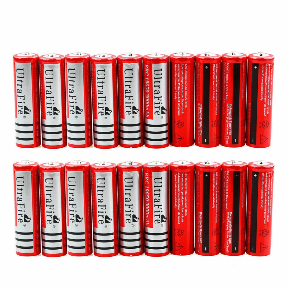 UltraFire 3.7V 3000mAh Rechargeable Lithium Battery Cell | Button Top ...