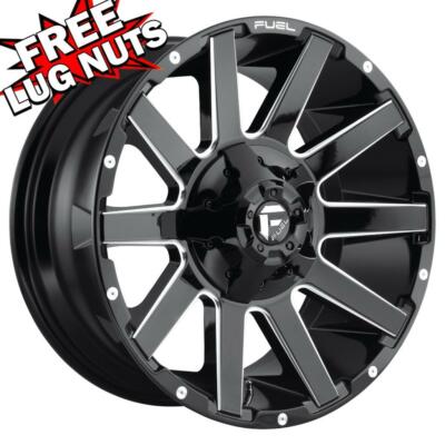 20 inch 20x9 Fuel D615 CONTRA BLACK MILLED wheel rim 5x5.5 5x139.7 +20 ...