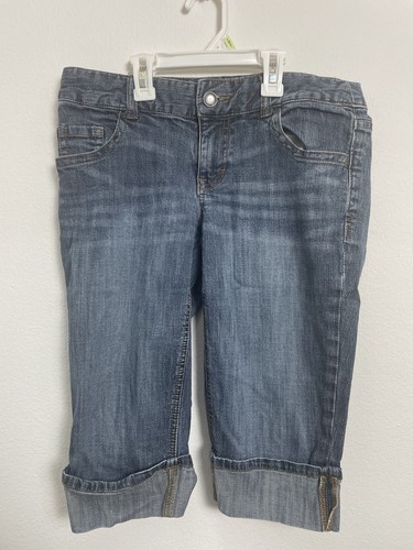 Mossimo Capri Jeans Size 7 Juniors Blue Cuffed Low-Rise Bermuda 15 ...