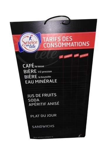 Panneau plaque tarif des consommations neuf signalétique affichage | eBay