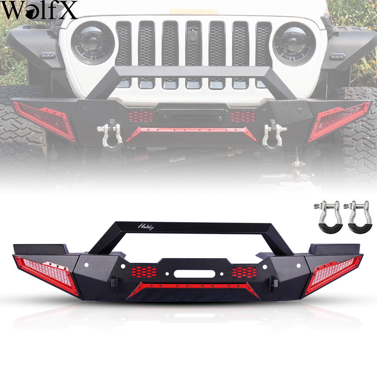 Front Bumper w/2*D-Rings For 2007-2018 Jeep Wrangler JK 18-26 JL 19-26 ...