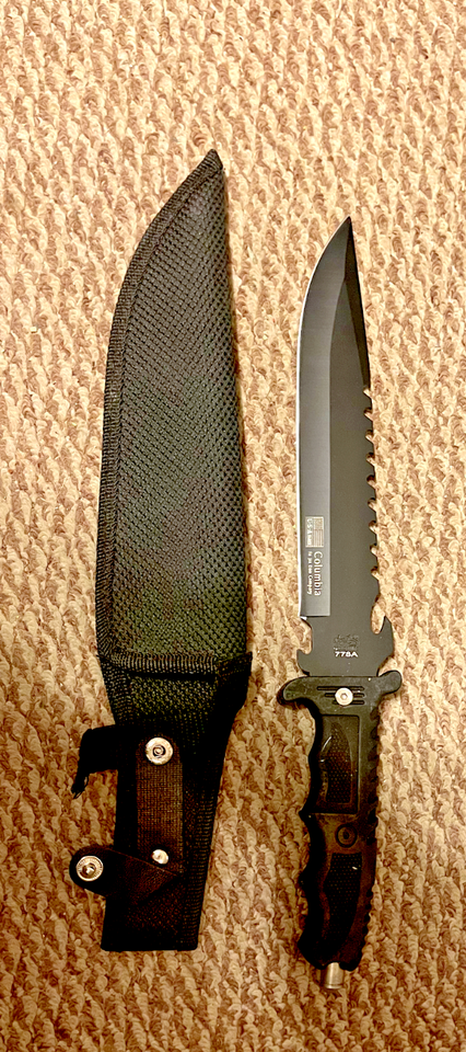 COLUMBIA GECKO KNIFE 778A U.S.A. SABER & SHEATH Survival/HUNTING Great ...