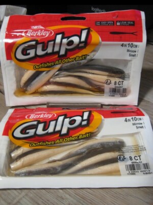 2 Packs Berkley Gulp Fishing Baits - 4" Split Tail Minnow - Smelt Color ...
