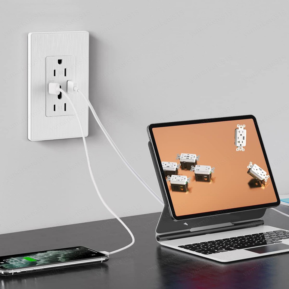 Electrical AC Power Outlet Panel Wall Socket Receptacle USB-C USB-A ...