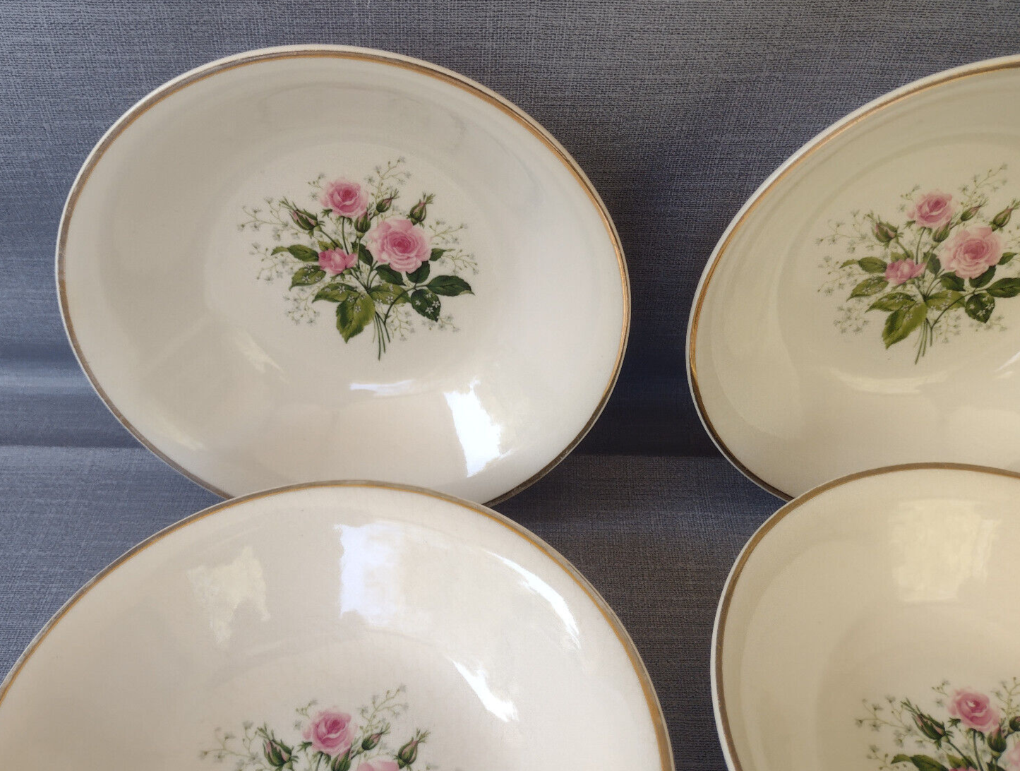 Sabin China 6" Soup/Cereal Bowls CATHY ROSE- Pink Rose/Baby's Breath ...