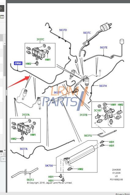 Land Rover RQB000464 Genuine OEM Factory Original Air Tube for sale ...