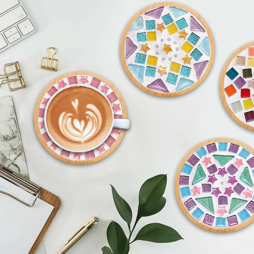 8 Pack DIY Mosaic Tiles for Crafts, Mixed Color Mosaic Kits with ...
