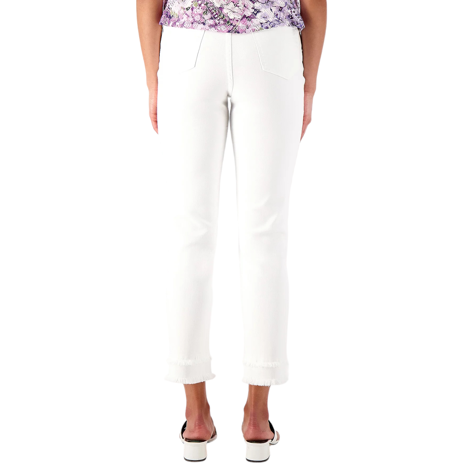 Susan Graver 24W Petite (24WP) Straight Ankle Jean w/Frayed Hem WHITE ...